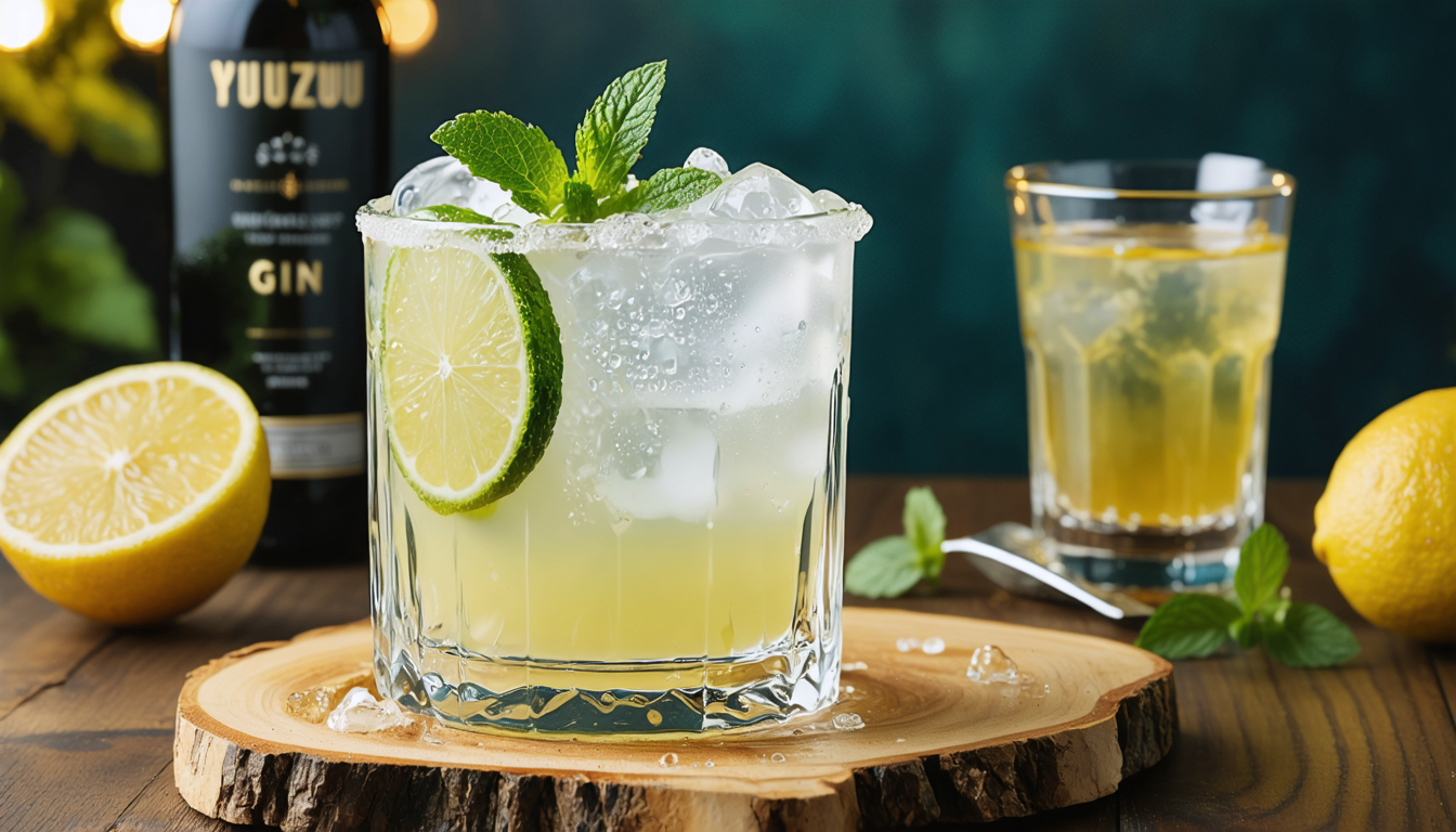 Cocktail pétillant au gin et yuzu : fraîcheur express